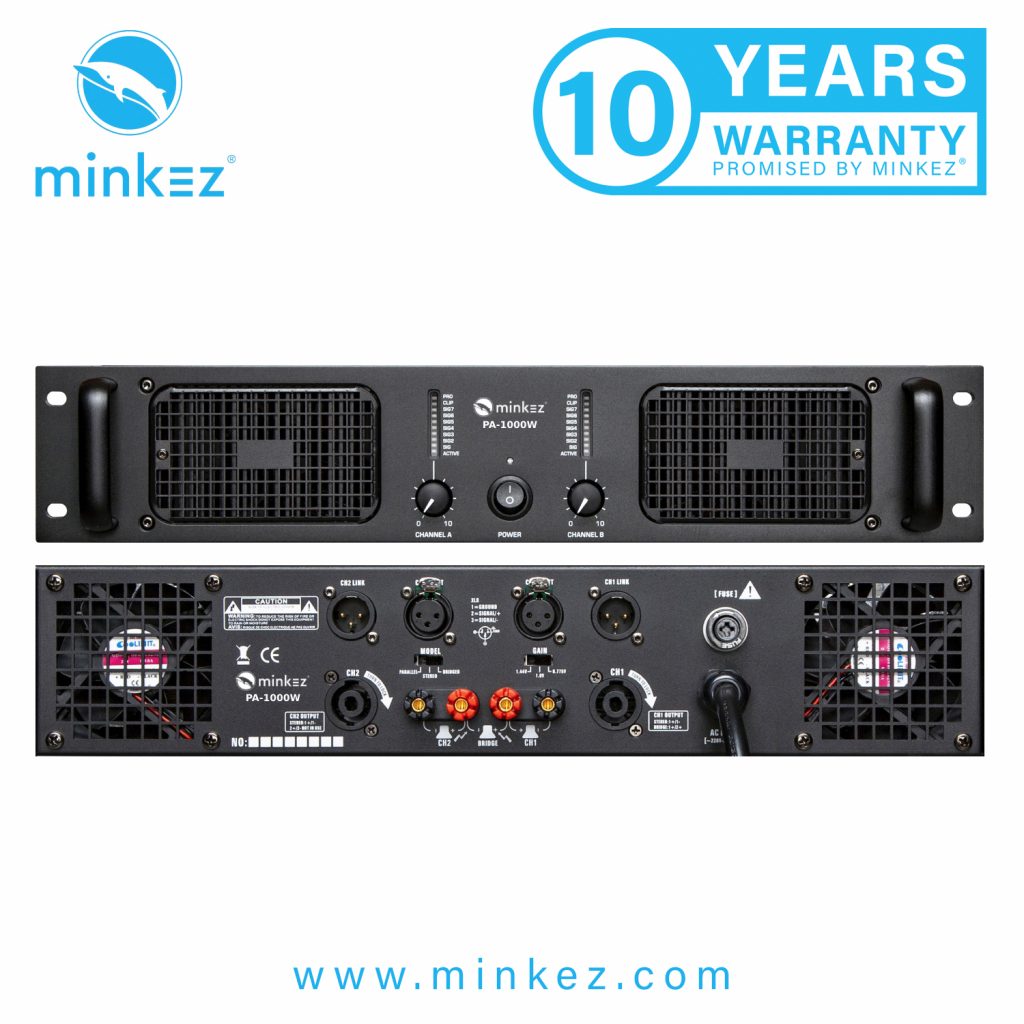 PA-1000W 8Ω 2 x 1000W Power Amplifier - Minkez